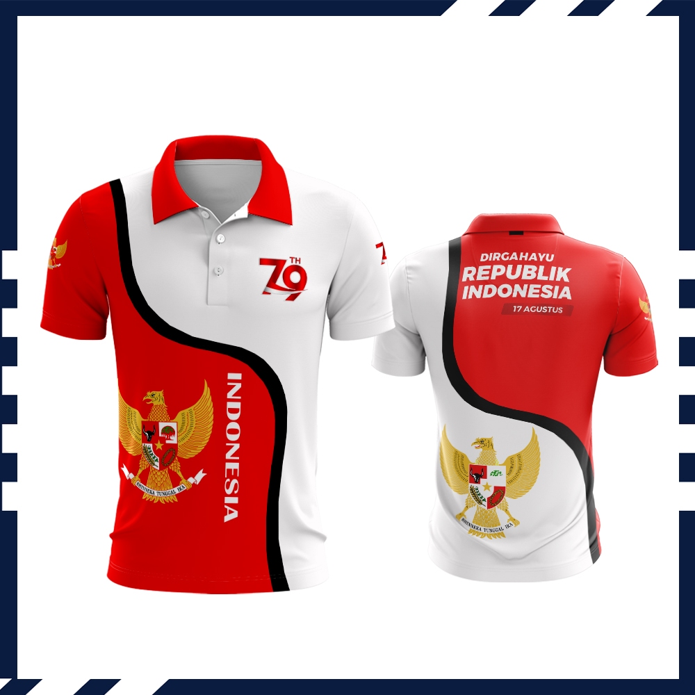 Jual Baju Berkerah Pria 17 Agustus 79 2024 Desain Fullprint | Shopee ...