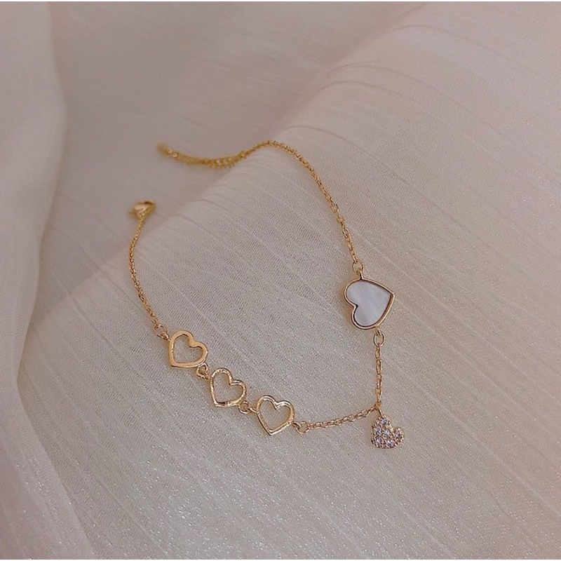 Jual AUBR 159 Gelang Love Hati Gold Model Rantai Fashion Korea | Shopee ...