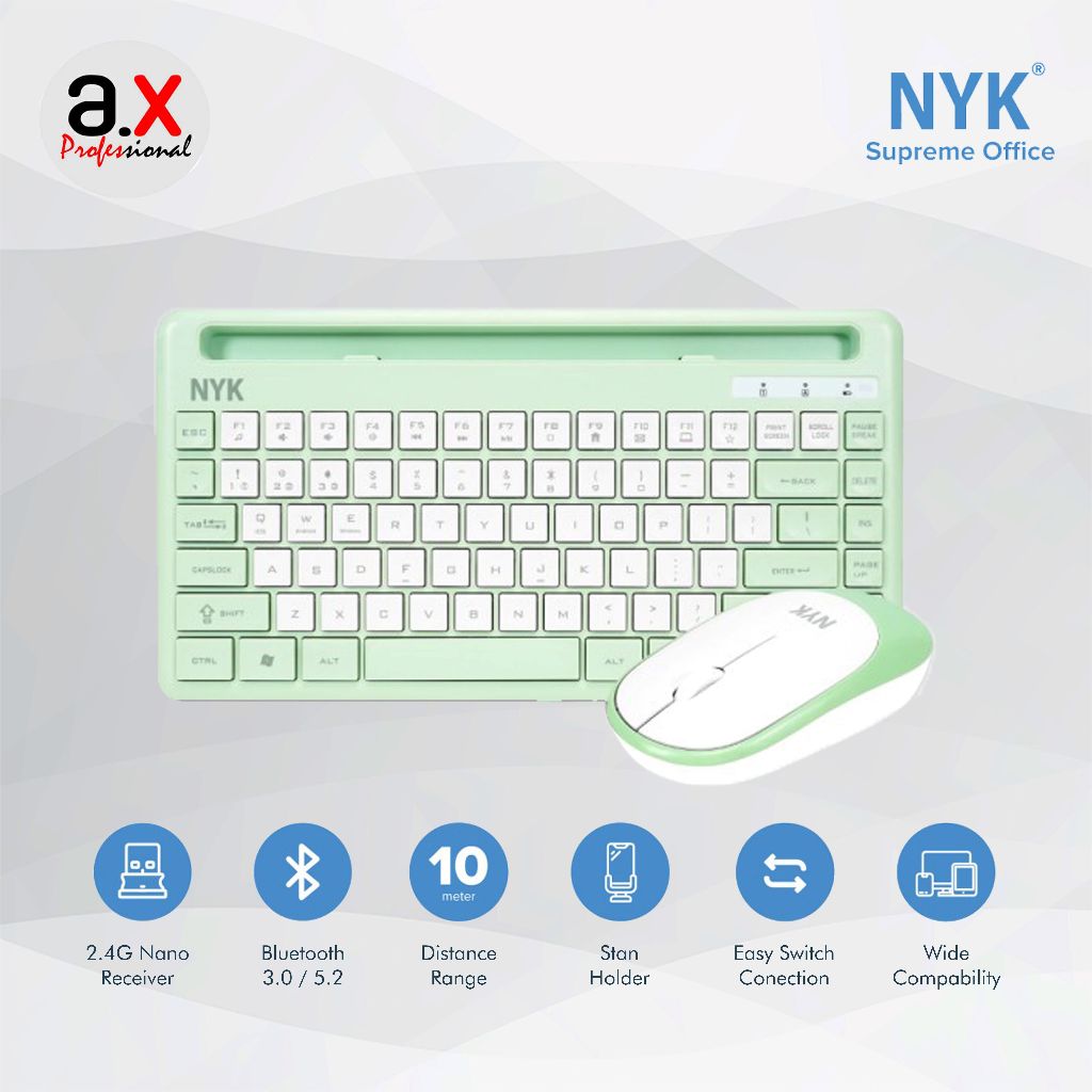 Jual Keyboard Mouse Dual Mode Wireless / Bluetooth NYK K50 - Mint ...