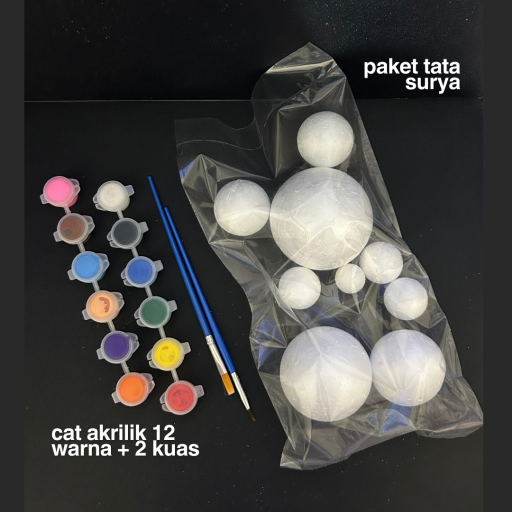 Jual PAKET BOLA GABUS TATA SURYA MINI + CAT ACRYLIC 12 WARNA | Shopee ...