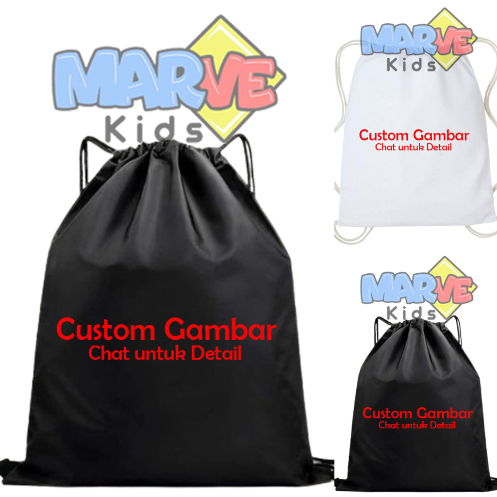 Jual Tas Serut String Bag Goodiebag Goodie Bag Custom Sablon Gambar ...