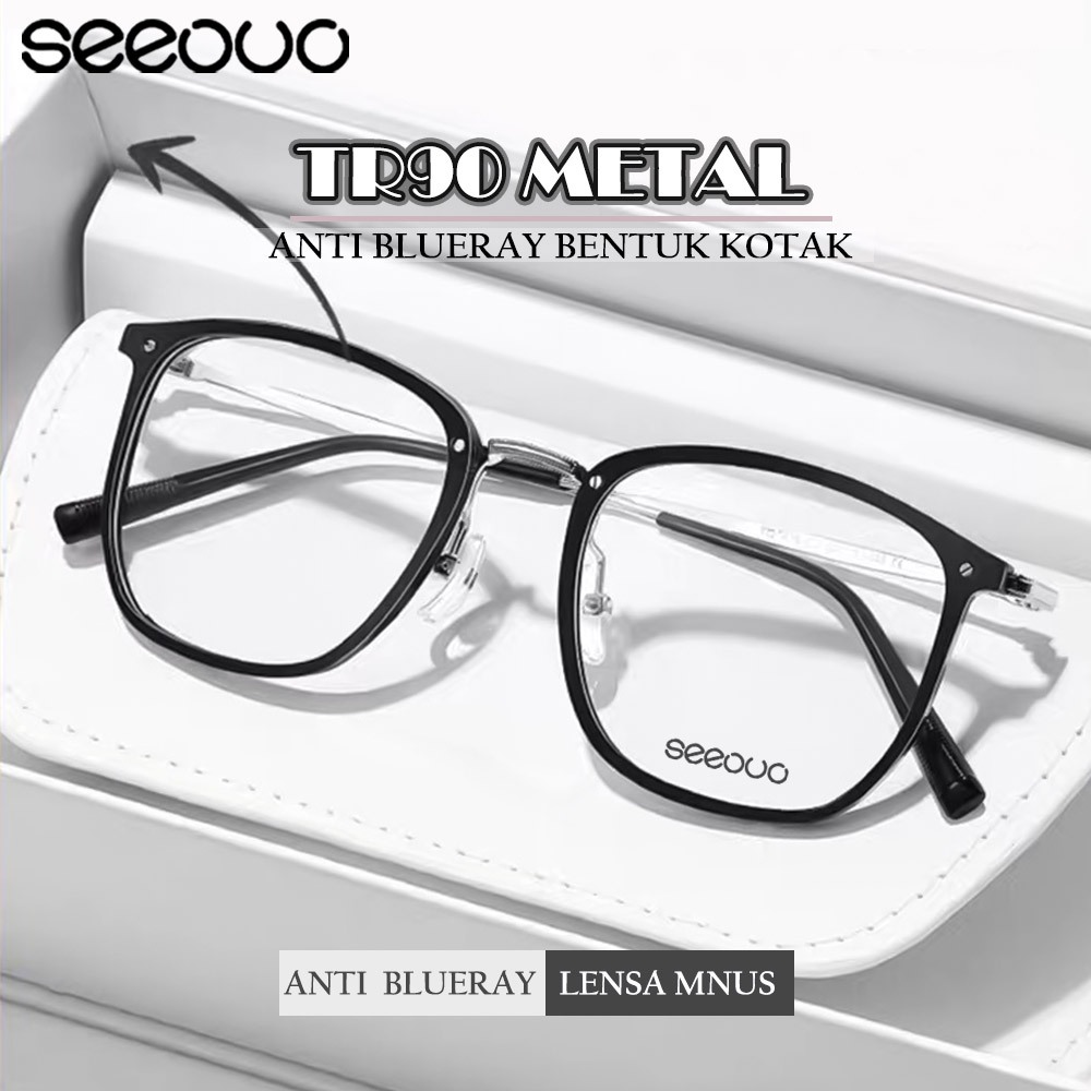 Jual Seeouo Kacamata Antiradiasi Blueray Model Kotak Stylish Comfortable Bahan TR90+Metal Pria ...