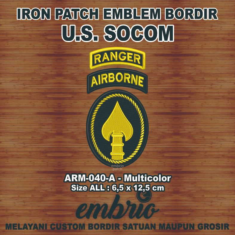 Jual ARM-040-A Patch US SOCOM Special Operation Command Airborne Ranger us army element ...
