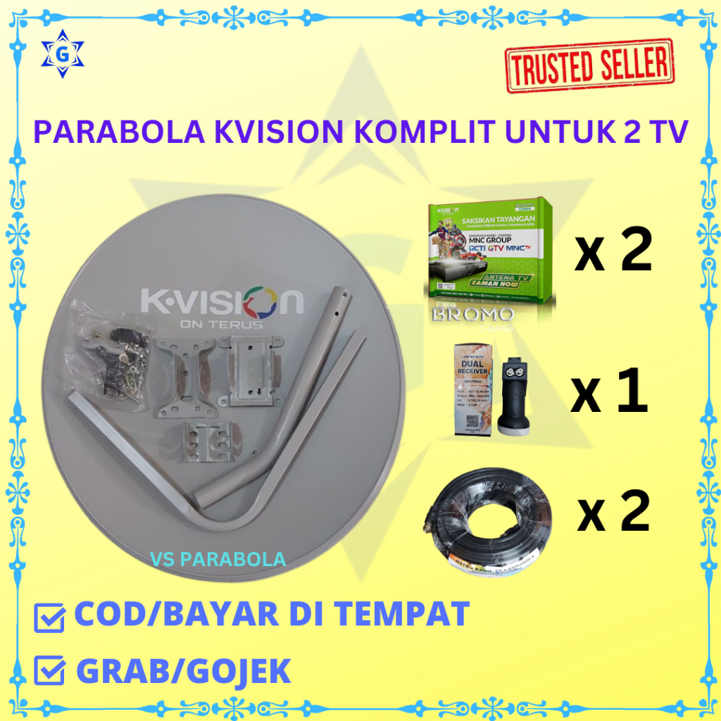 Jual PARABOLA KVISION KUBAND KOMPLIT UNTUK 2 TV (1 BH ANTENA 1 BH LNB ...
