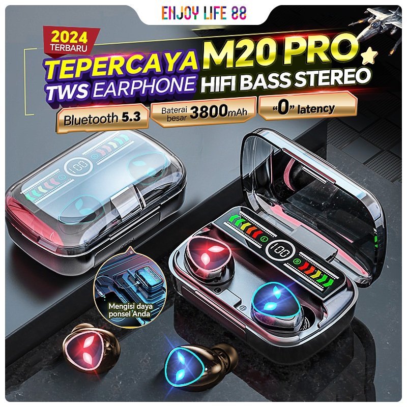Jual M20Pro/M10/M19/M28/M90/X15 Headset Bluetooth Bass Stereo with Power Bank TWS Noise ...