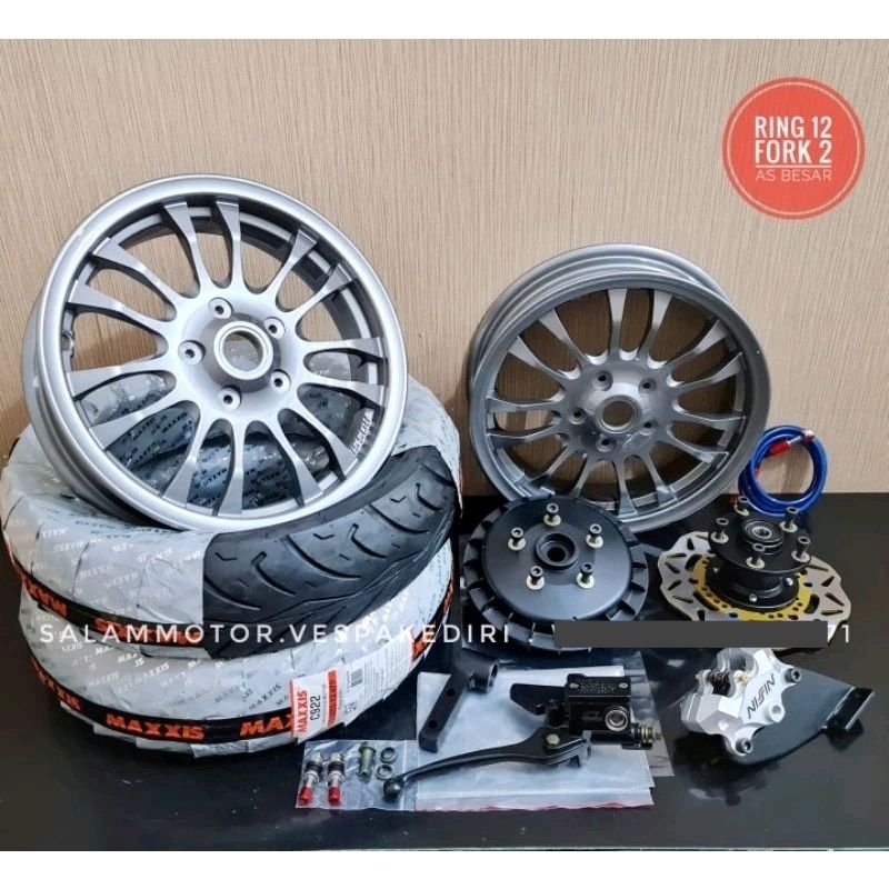 Jual paket upgrade vespa ring 12 velg ring 12 adaptor ring 12 ban ring ...