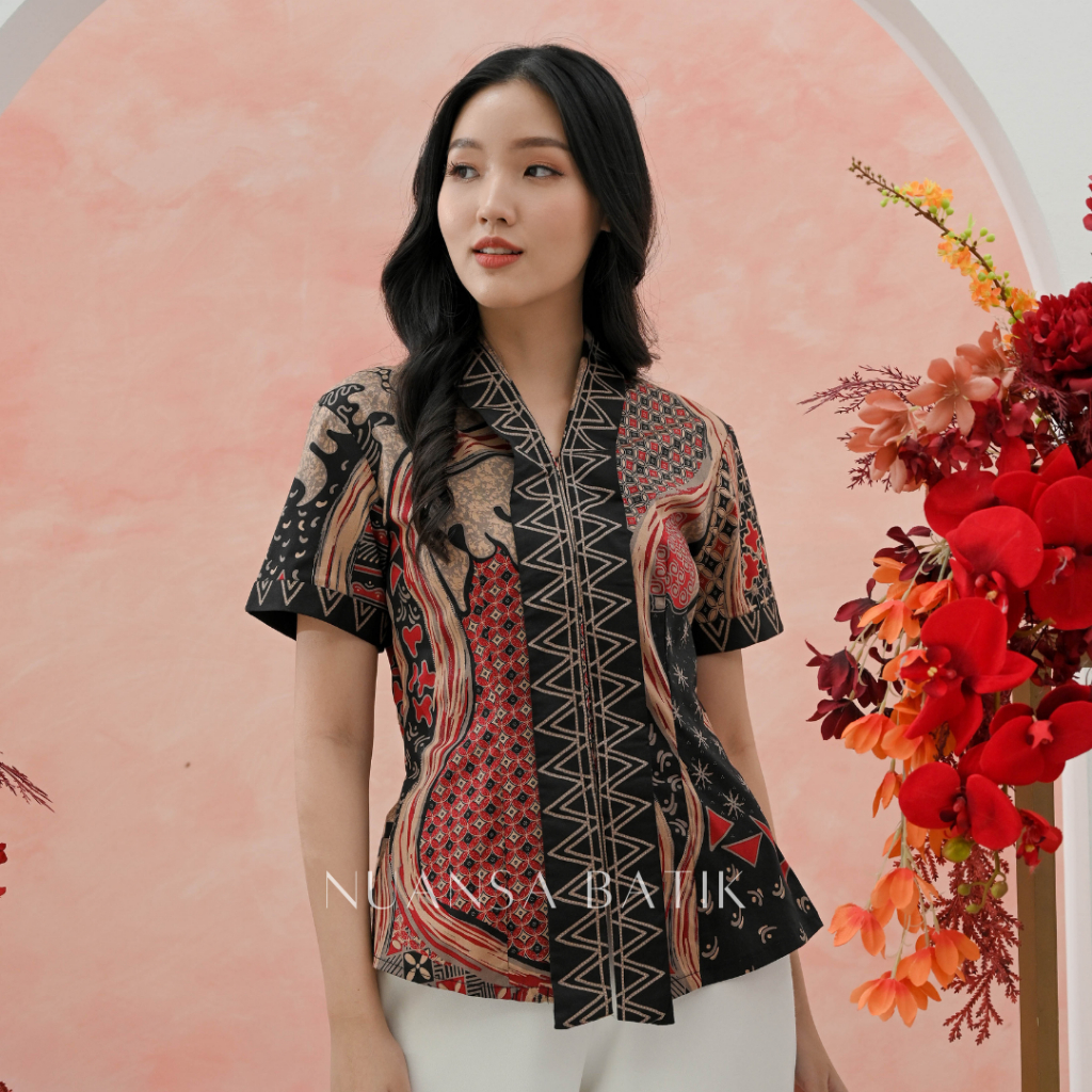 Jual Nuansa Batik Blouse Batik Model Kutu Baru Lengan Pendek Bahan Katun Stretch | Shopee Indonesia
