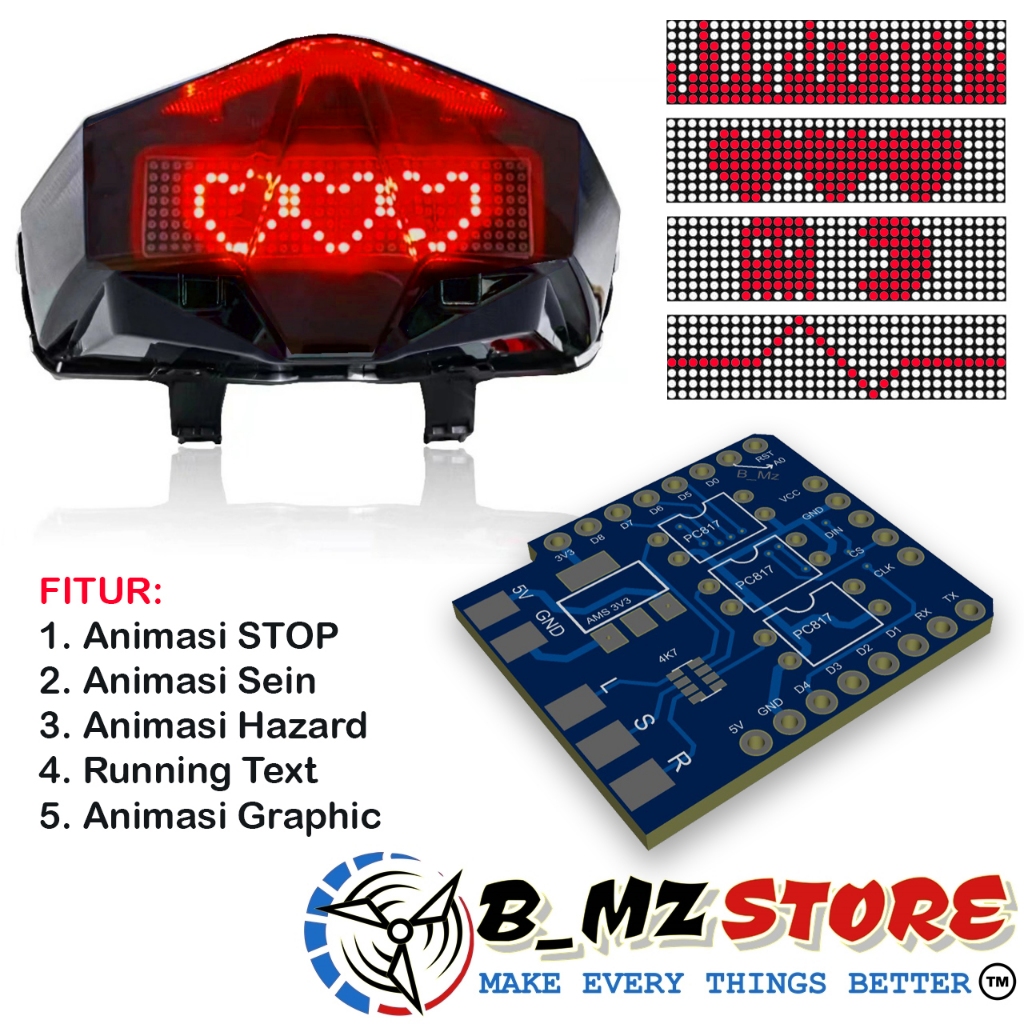 Jual PCB Stoplamp Animasi Running Text Shiled Wemos D1 Mini | Shopee ...
