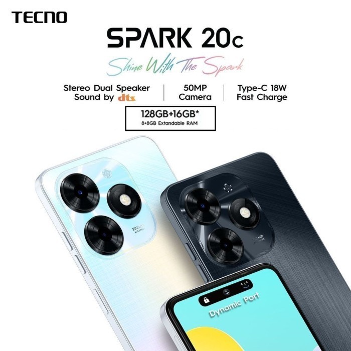 Jual TECNO SPARK 20C RAM 4/128 - 8/128[GARANSI RESMI 1 TAHUN] | Shopee Indonesia