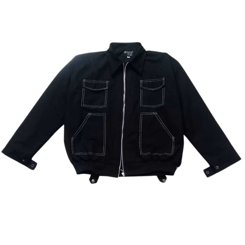 Jual Olaav - Work Jacket Boxy Unisex Hitam Polos Ukuran M, L, XL ...