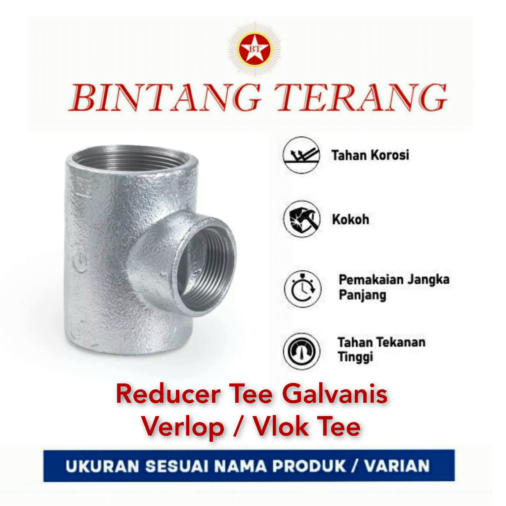 Jual Reducer Tee Galvanis 11/4 x 3/4" / Vlok Tee Galvanis / Verlop Tee ...