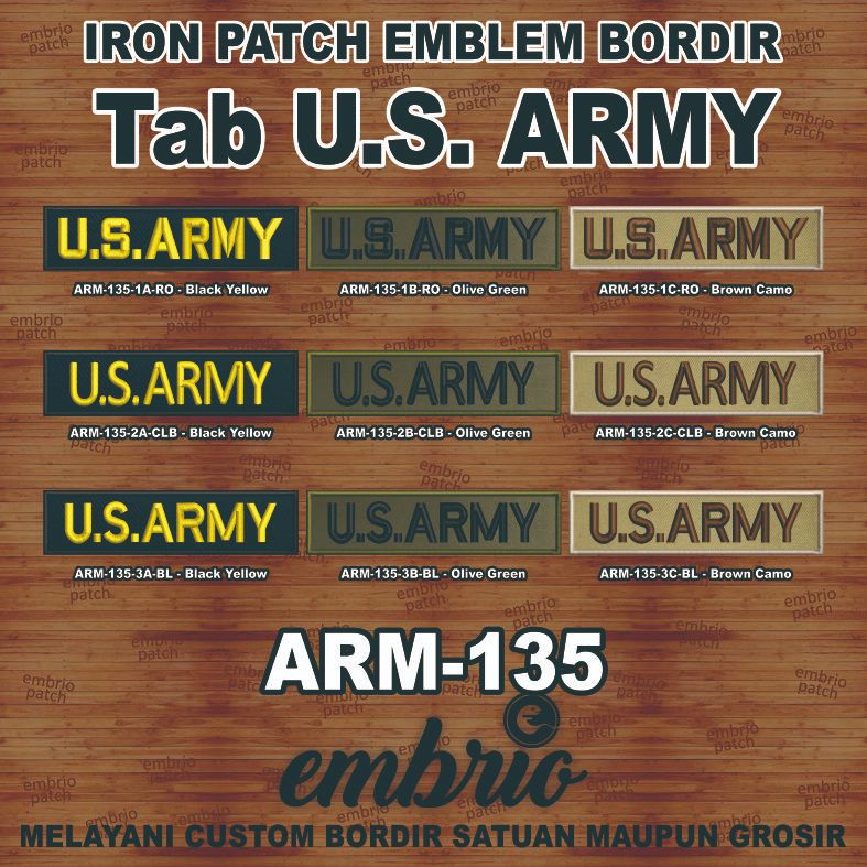 Jual ARM-135-2C-CLB Patch US ARMY tab emblem bordir nametag u.s ...