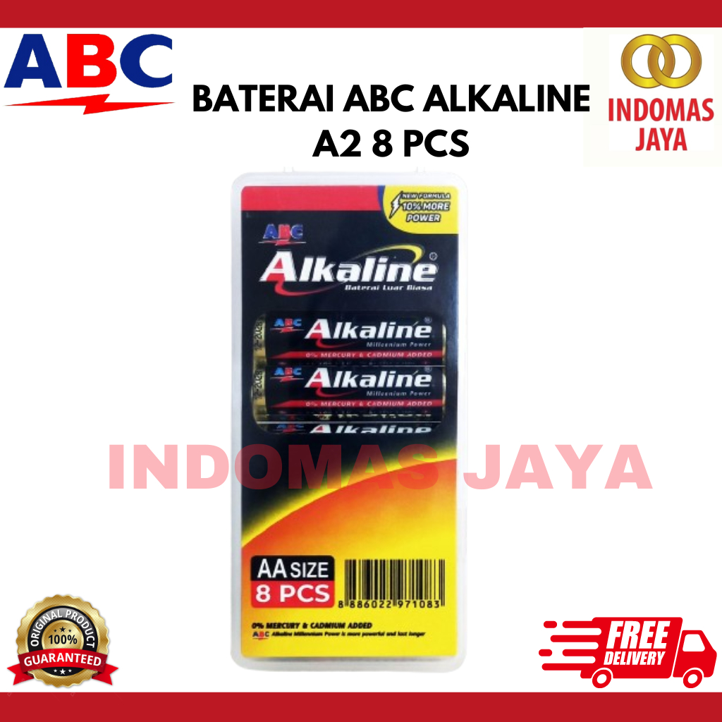 Jual BATERAI ABC alkaline AA isi 8 pcs kemasan baru A2 8 pcs | Shopee ...