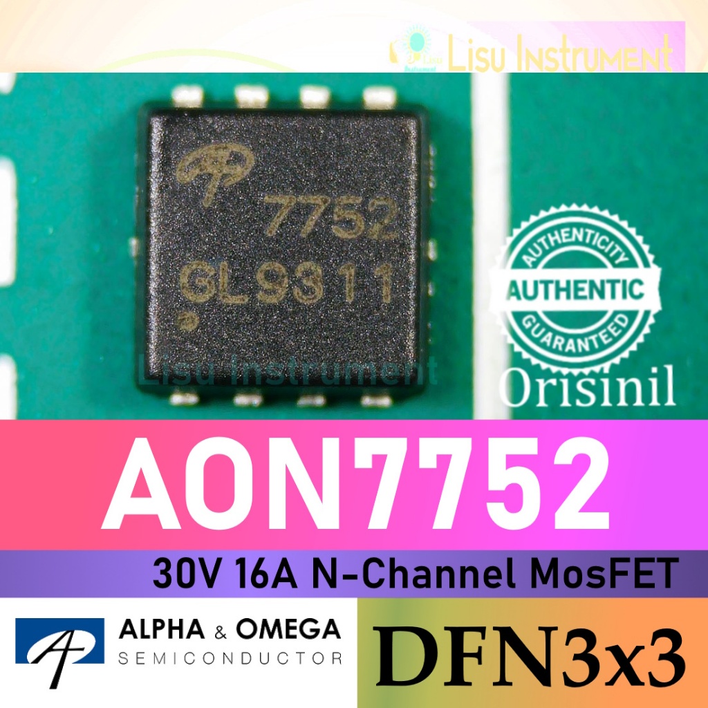 Jual AON7752 30V 16A N-Channel MosFET 7752 DFN3x3 Alpha & Omega ...