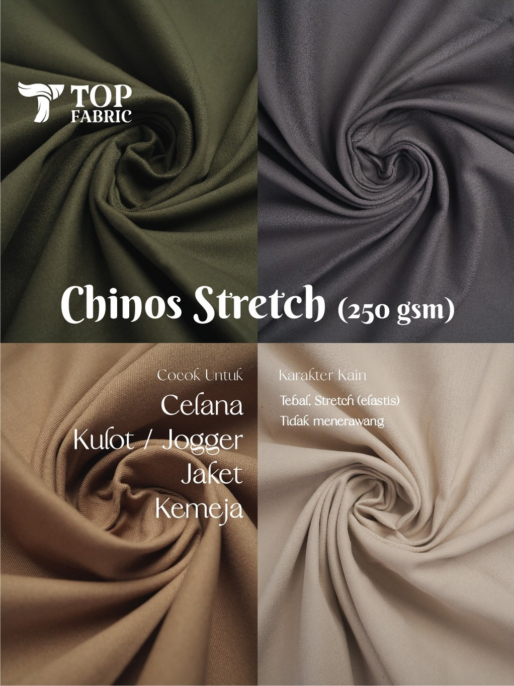 Jual 0,5 meter Kain Chinos Stretch 250 Gsm | Shopee Indonesia