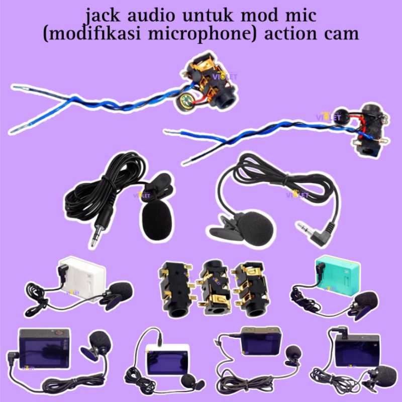 Jual audio jack set mod mic modif mic + microphone clip on rangkaian ...