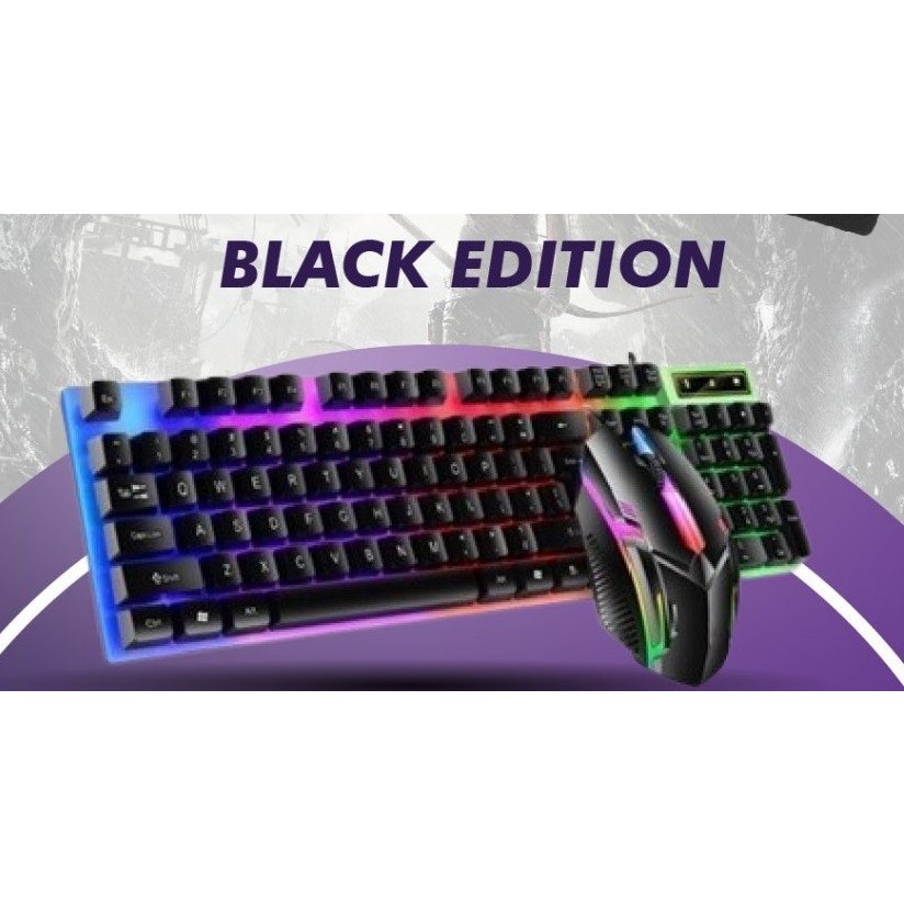 Jual Keyboard Mouse gaming Black Panther RGB | Shopee Indonesia