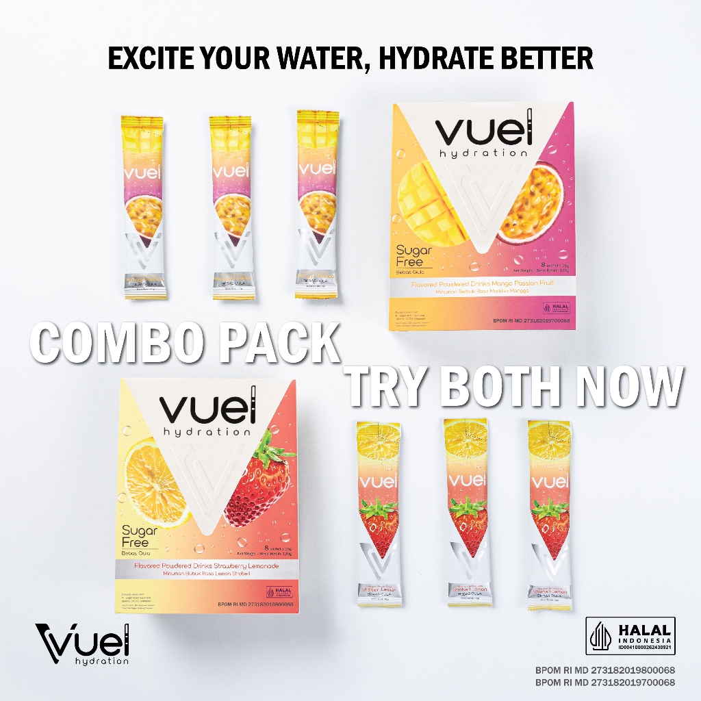 Jual Vuel Hydration Electrolyte Drink Mix Bundle - 16 sachet/240g/2 ...