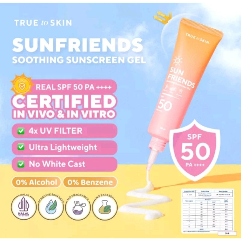 Jual True to Skin SUN FRIENDS Soothing Sunscreen Gel SPF 50PA++++ 30gr ...