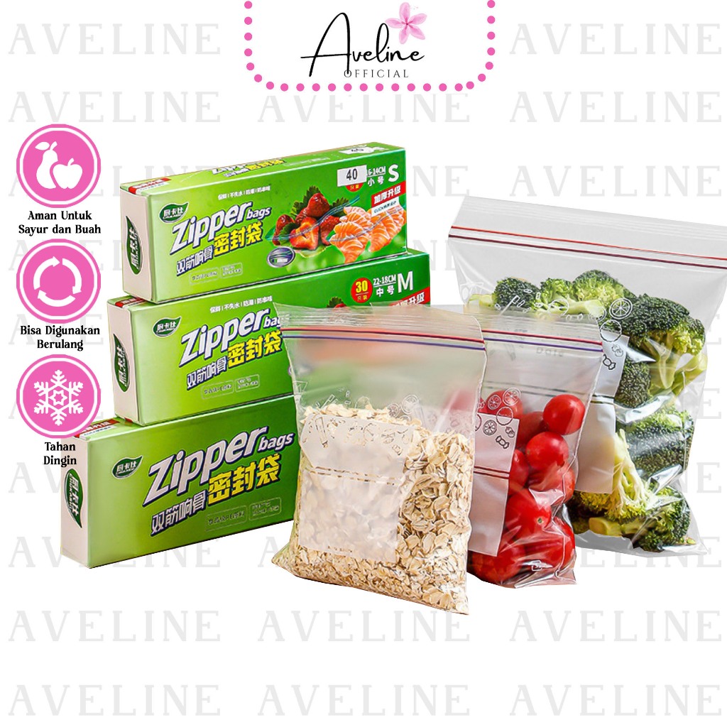 Jual AVELINE Vacum Bag Double Zipper / Plastik Ziplock Reusable / Resealable Vacuum Bag Ziplock ...