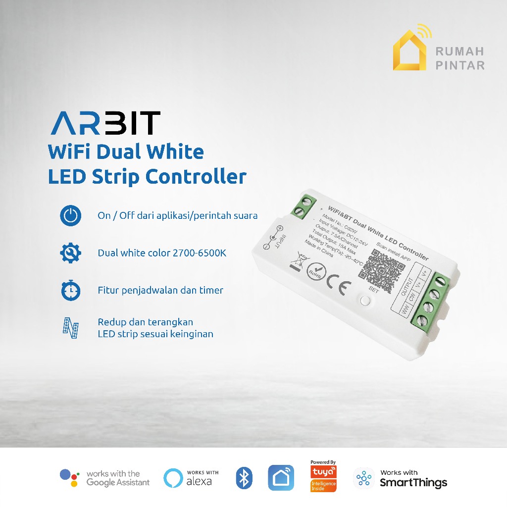 Jual ARBIT WiFi Dual White Smart LED Strip Controller Dimmer Redup ...
