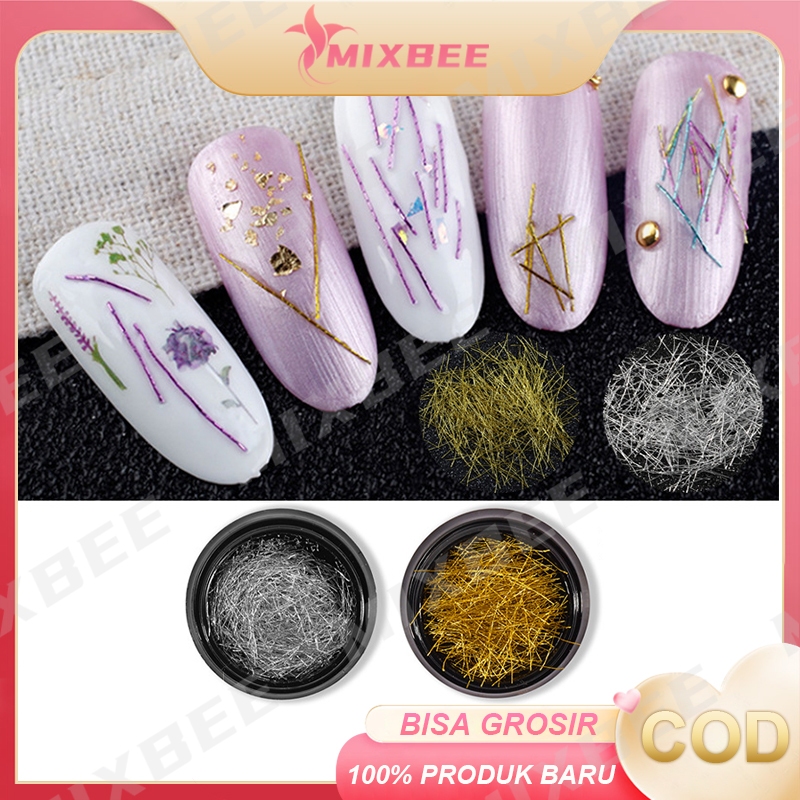 Jual Gold/ Silver kawat nail art nail string hiasan benang kuku nail ...