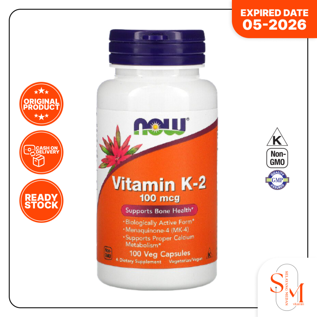 Jual Vitamin Turunkan Resiko Kanker K2 K-2 100 mcg Now Foods 100 Veg Capsules - Menaquionones ...