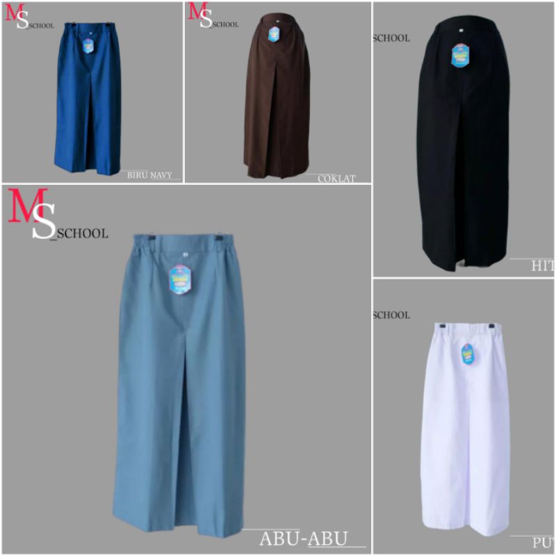 Jual Rok Span Belah Tengah Rempel Depan Sekolah Dan Kerja Putih Hitam ...