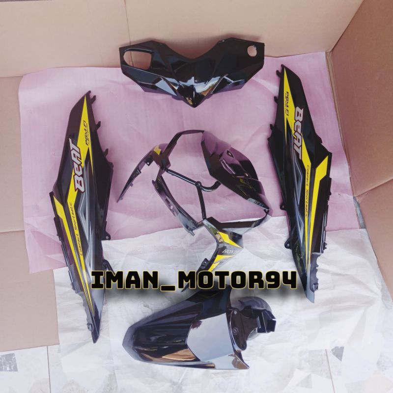 Jual Cover set full body halus beat fi 2013-2015 hitam striping kuning ...