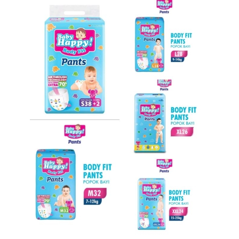 Jual Baby Happy Diapers Pants {S40, M32, L28, XL26, XXL24} | Shopee ...