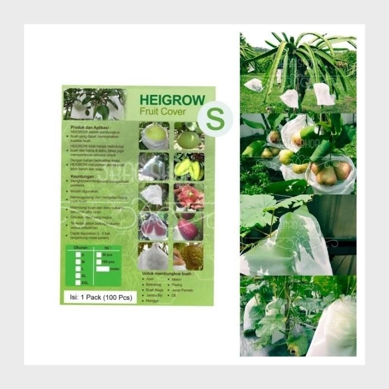 Jual (1 PACK = 100 PCS) HEIGROW Fruit Cover size S (15x15 cm ...