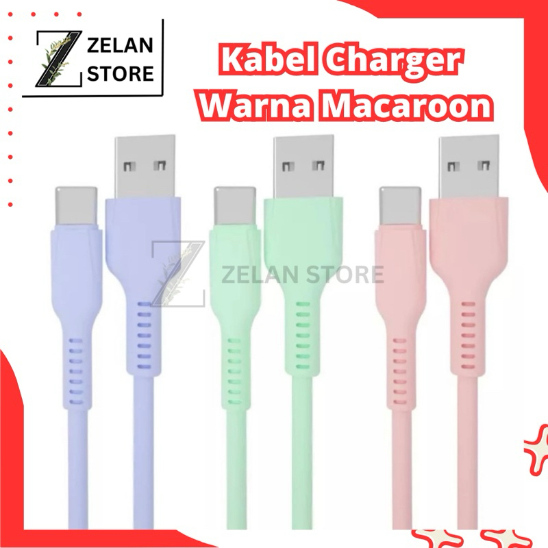 Jual Kabel Data Charger Macaron Micro USB & Type C & Lighting For ...