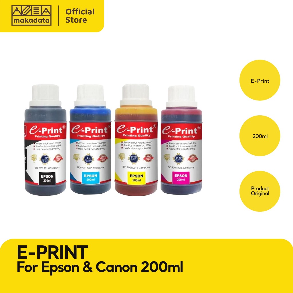 Jual E-PRINT TINTA EPSON 200 ML / E-PRINT TINTA CANON 200 ML / TINTA PRINTER MURAH | Shopee ...