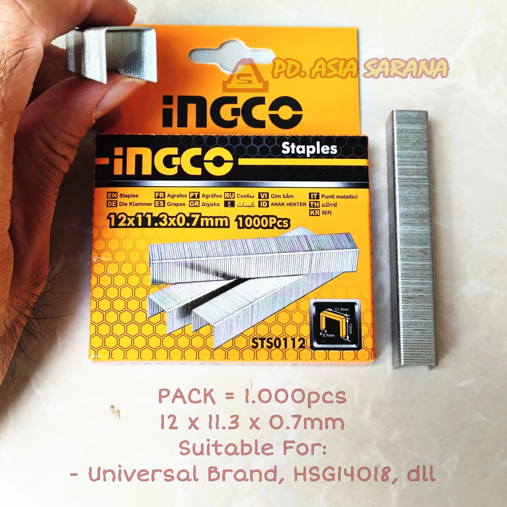 Jual Refill Staples Tembak 12mm INGCO STS0112 Isi Steples Stapler Gun ...