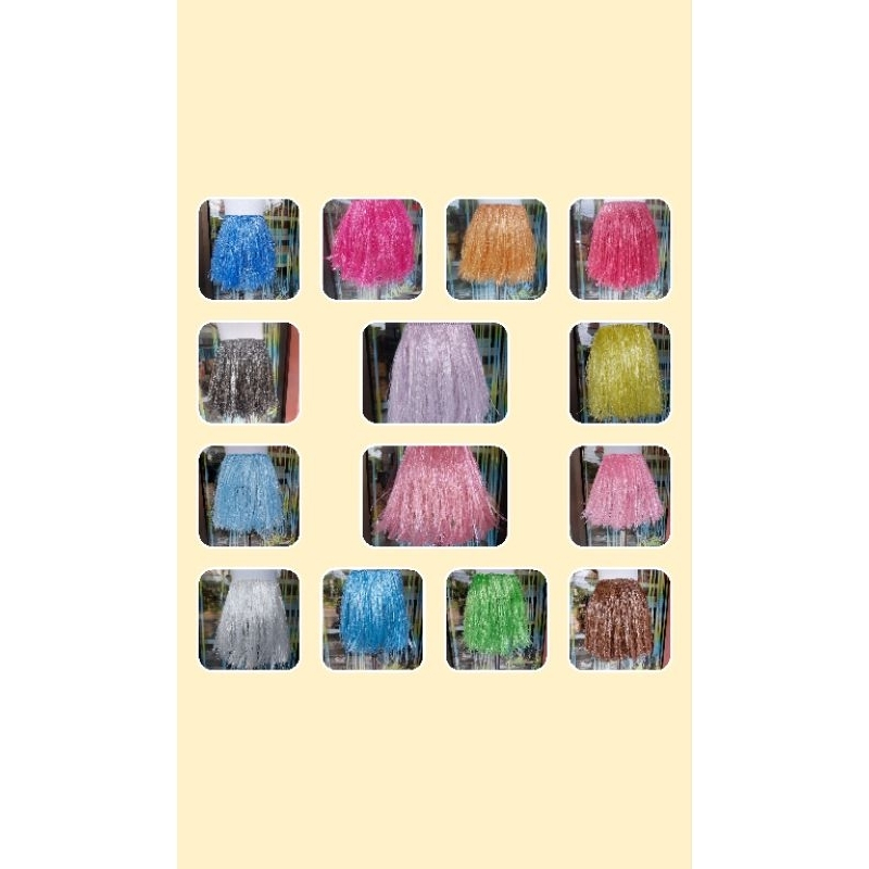 Jual Rok rumbai rafia hand made warna warni hula hawai 30cm | Shopee ...