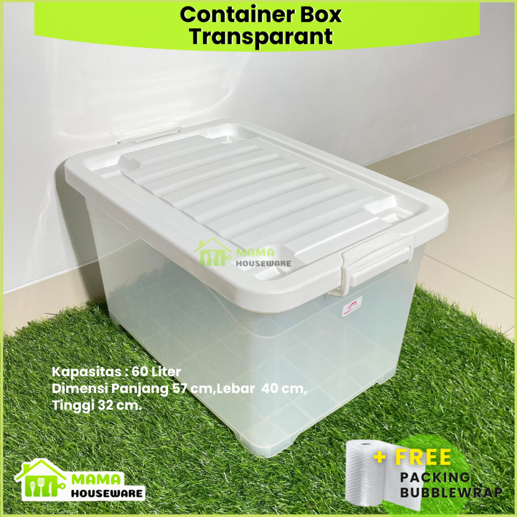Jual Container Box Roda Bening Putih Hyper / Tempat Penyimpanan / Box ...