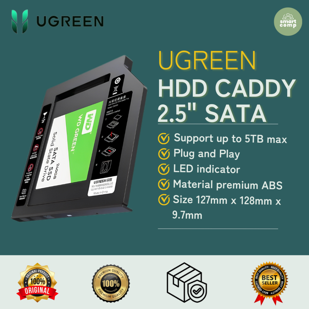 Jual UGREEN HDD Caddy 9.5mm Universal Sata Harddisk 2.5" SSD case drive ...