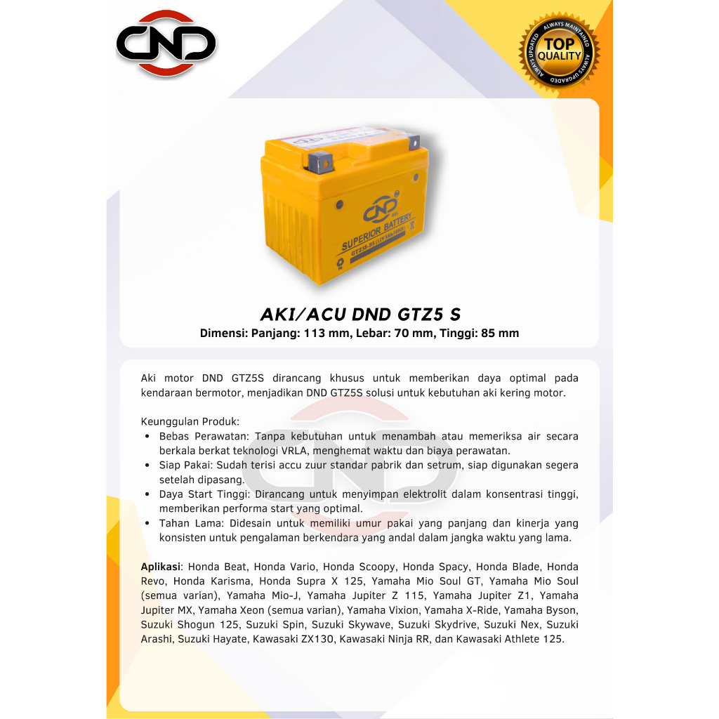 Jual Aki Accu Motor Beat Mio Karisma DND | Shopee Indonesia