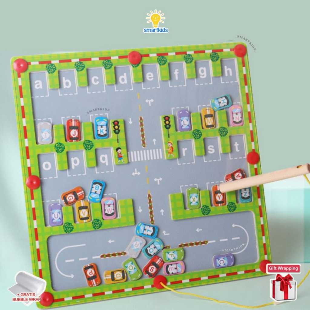 Jual Mainan Simulasi Parkir Mobil Magnet Puzzle Belajar Mengenal Huruf ...