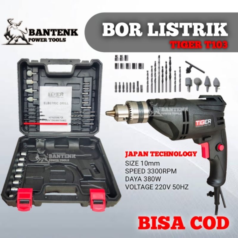 Jual MESIN BOR LENGKAP 10mm T103 TIGER TOOL. BOR LENGKAP MATA BOR ...