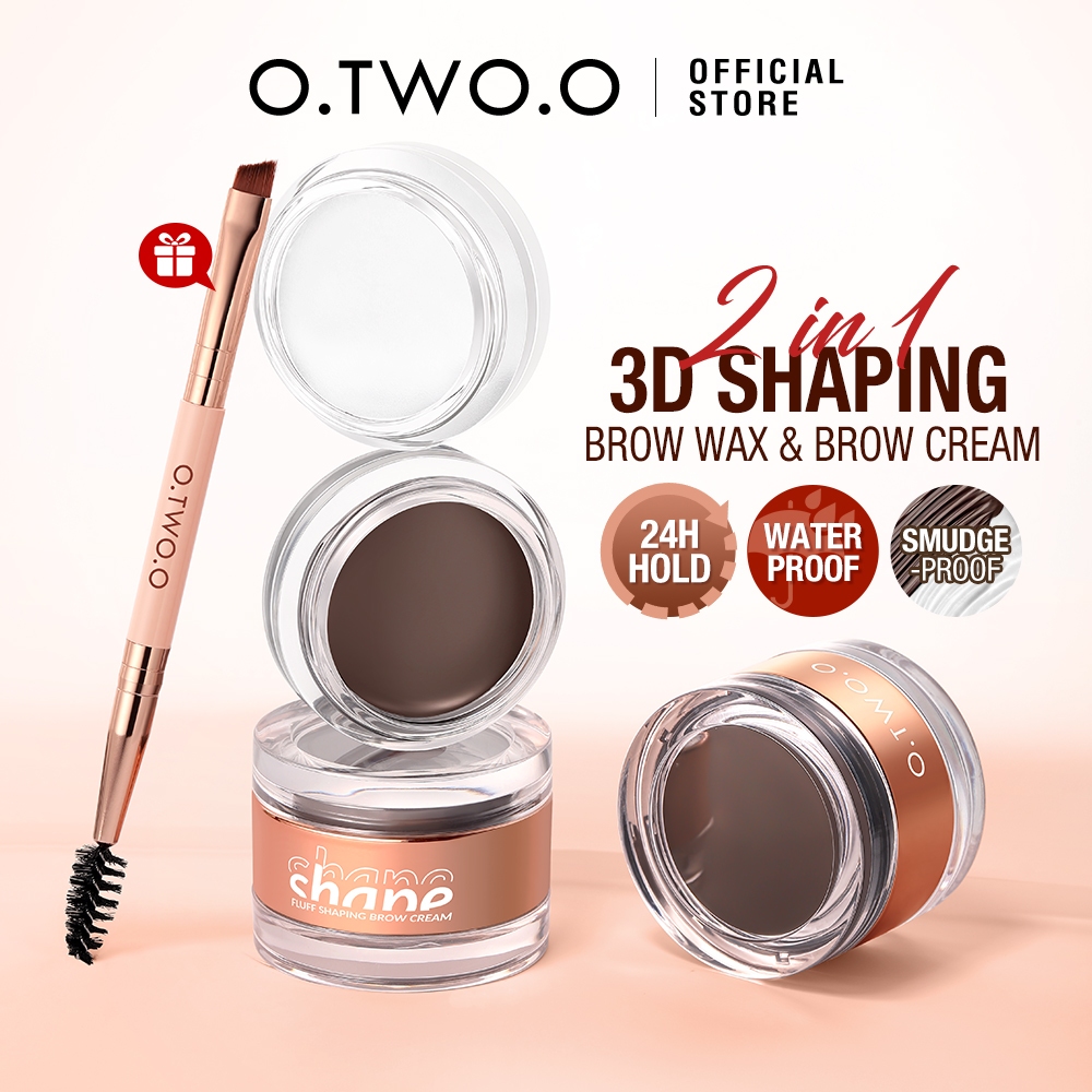 Jual O.TWO.O 2 In 1 Eyebrow Cream& Bow Wax With Brush 3 Colors Long ...