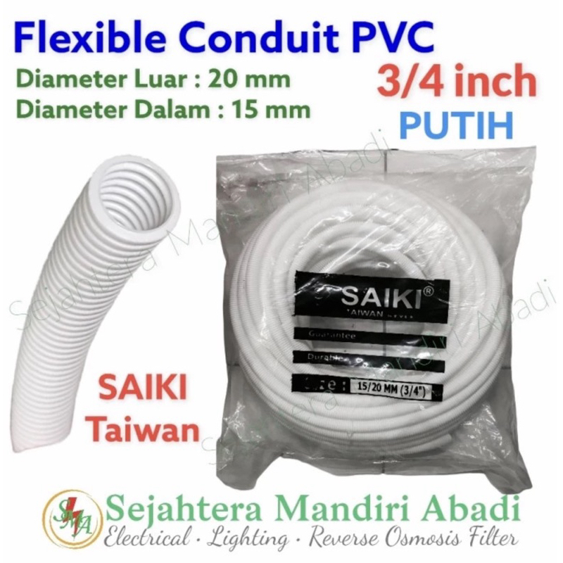 Jual Flexible Conduit PVC 20 mm Putih Roll Saiki Taiwan 3/4 Inch ...