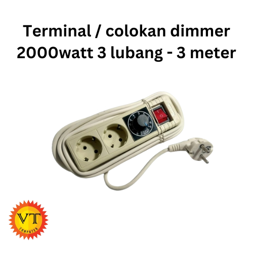 Jual Terminal / colokan dimmer 2000watt 3 lubang - 3 meter | Shopee ...