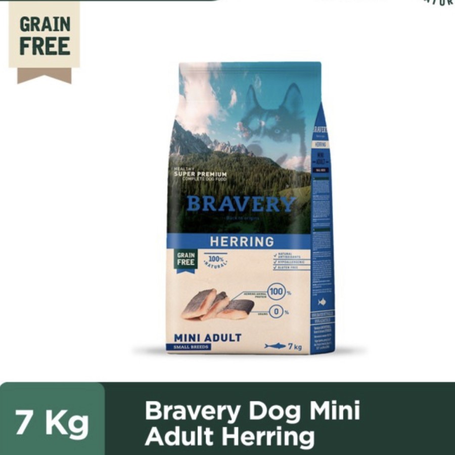 Jual BRAVERY Dog Food Mini HERRING 7 KG | Shopee Indonesia