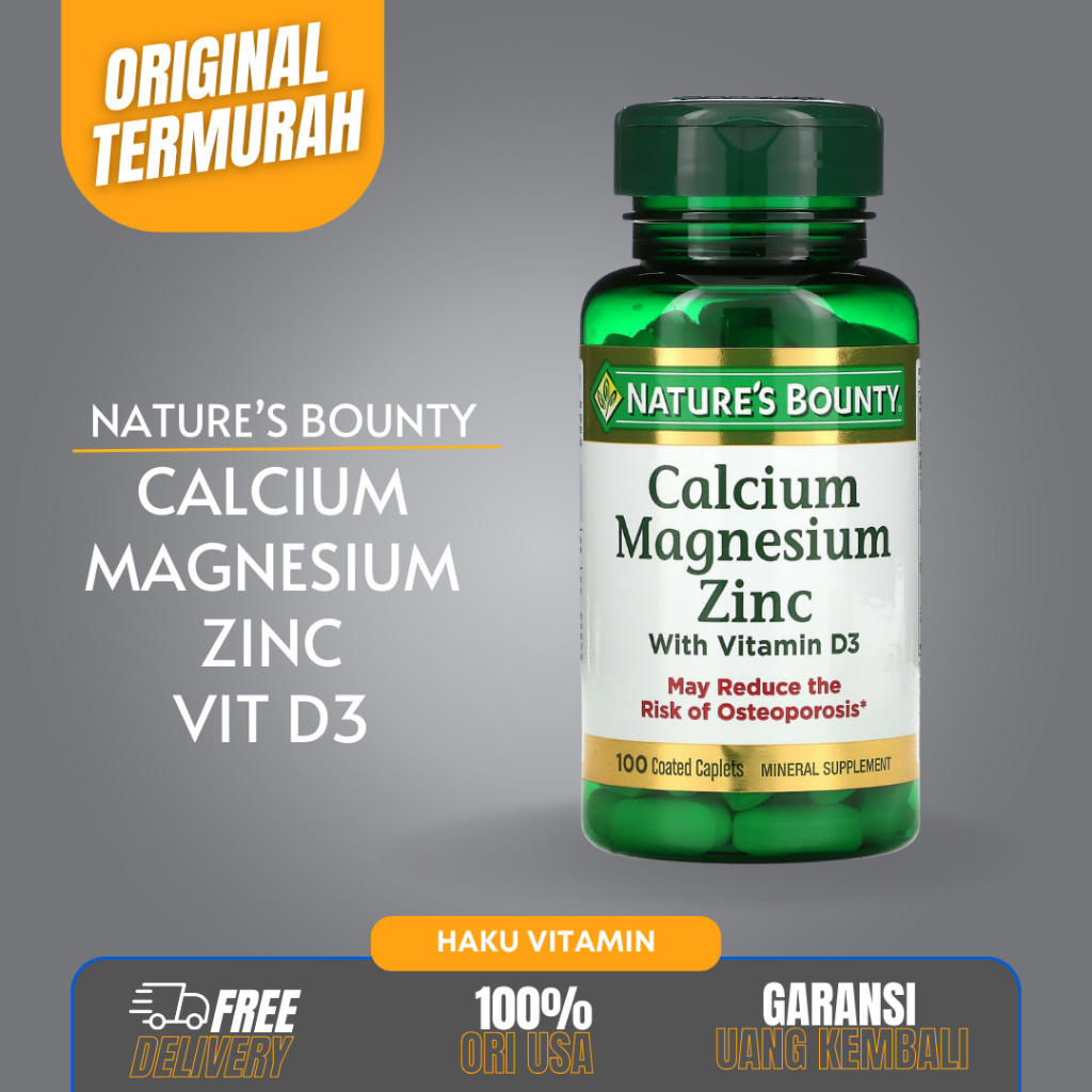 Jual Nature's Bounty Calcium Magnesium Zinc D3 Suplemen Peninggi badan ...