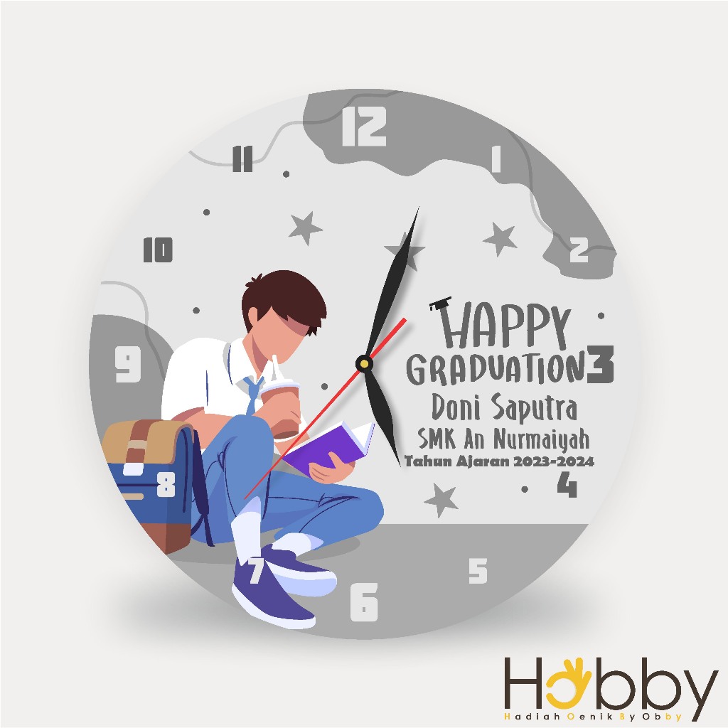 Jual JAM DINDING CUSTOM TULISAN KARTUN GIFT GRADUATION UNIK HADIAH ...
