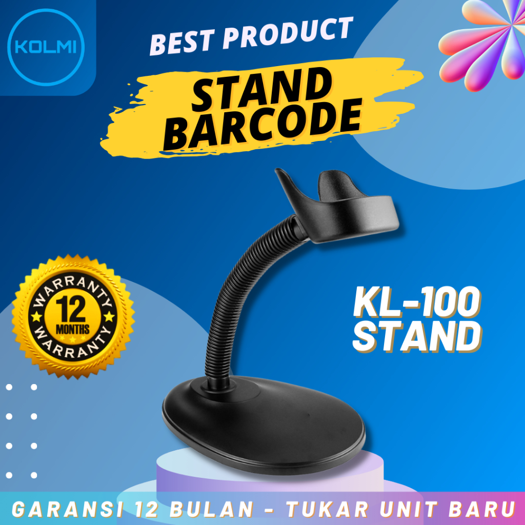Jual KOLMI Stand Barcode Scanner 2D QR Code Wired Wireless Bluetooth Storage Type KL100 (STAND ...