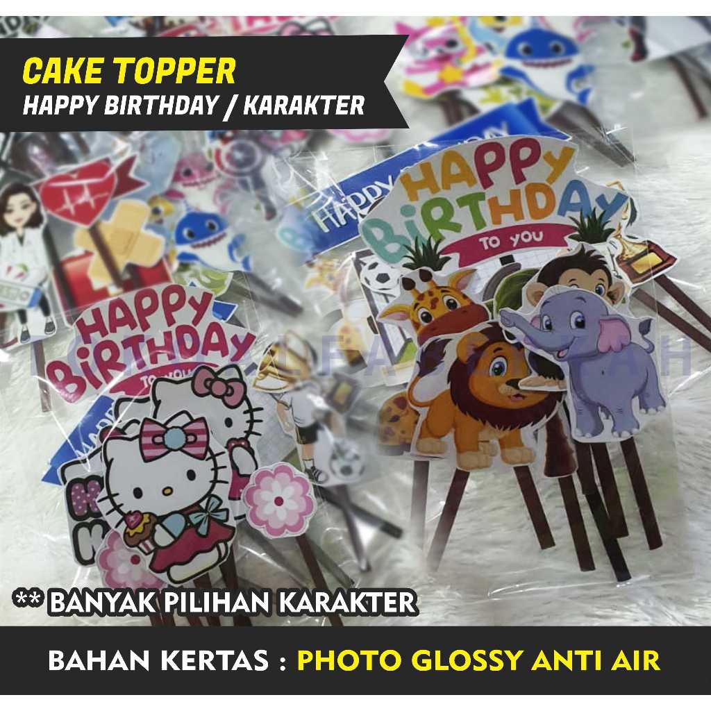 Jual ( ISI 6-8) TOPPER CAKE KUE KARAKTER MURAH TOPPER KERTAS TOPER ...