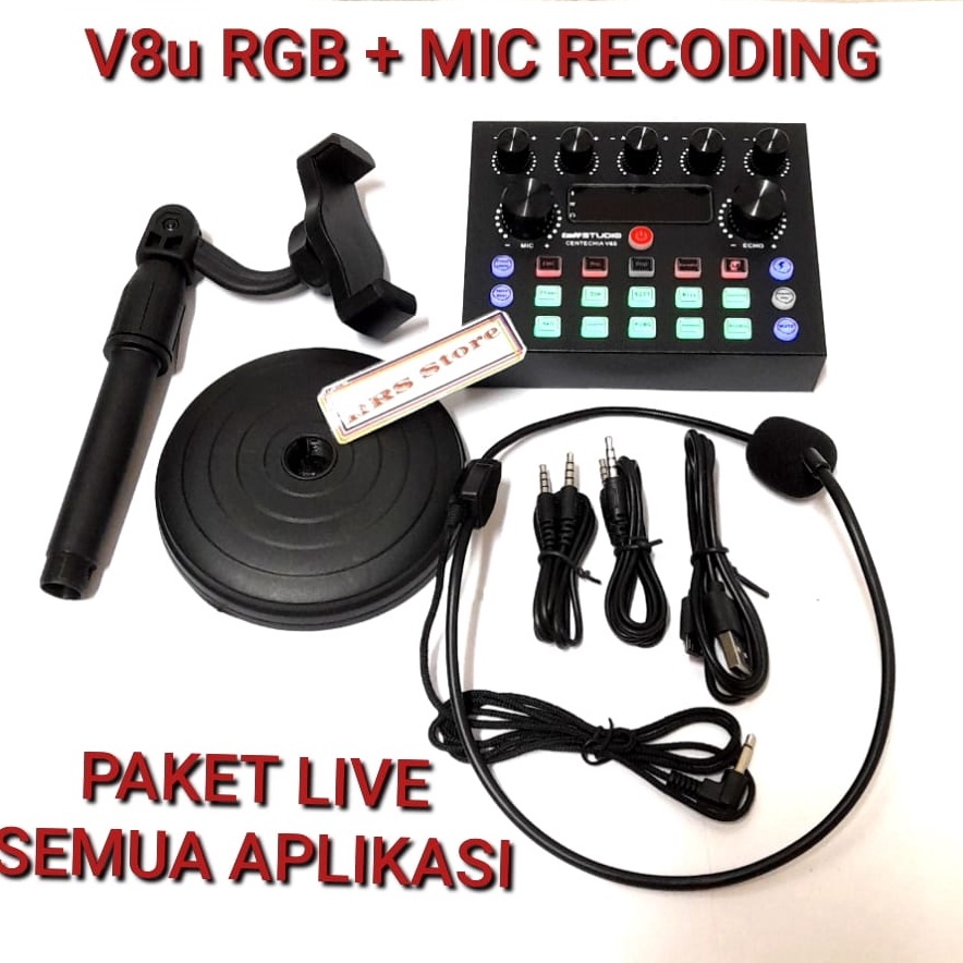 Jual HI satu paket live semua aplikasi sound card v8u RGB dan mic klip ...