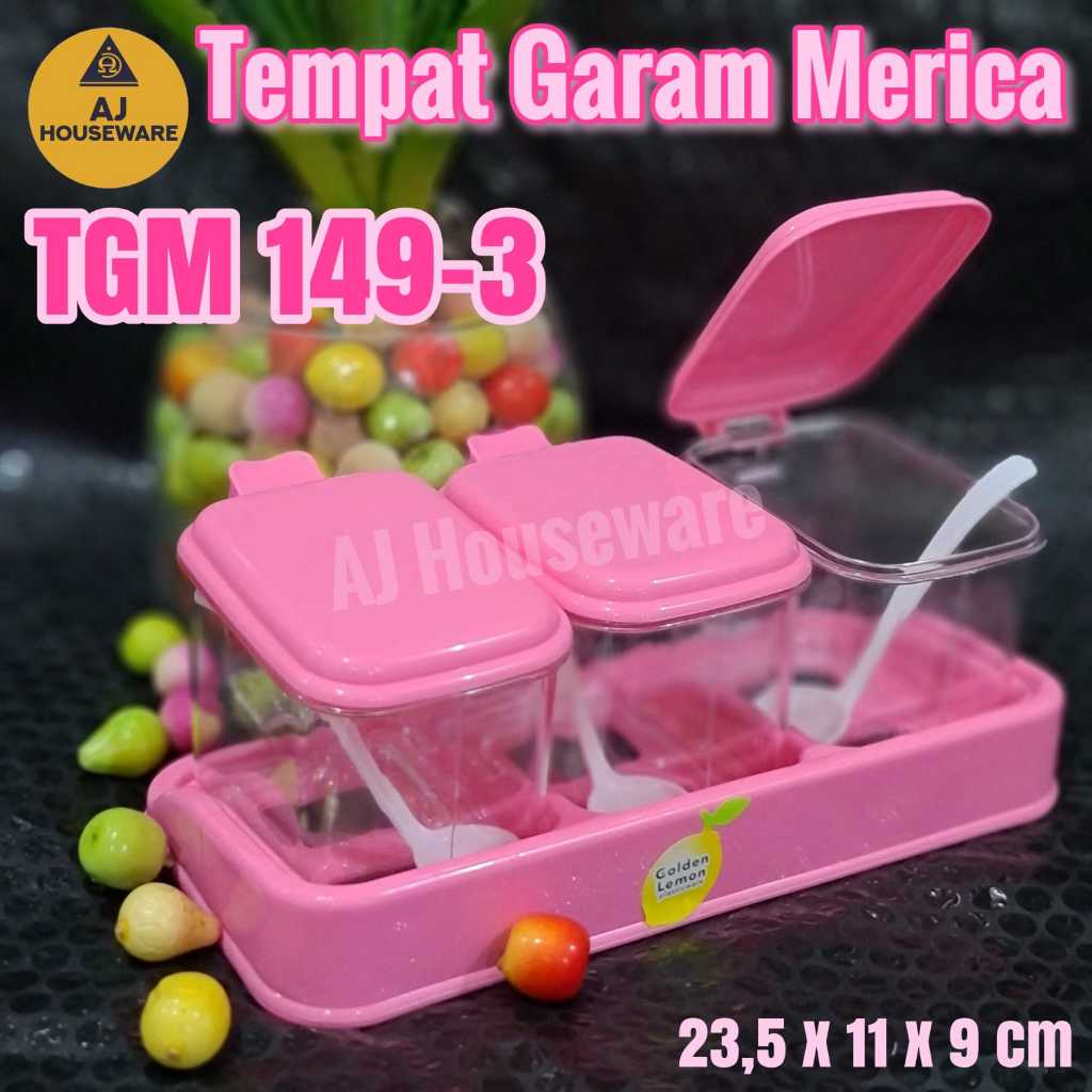 Jual TGM 149 TEMPAT GARAM MERICA ISI 3 PCS PINK TEMPAT BUMBU DAPUR ...